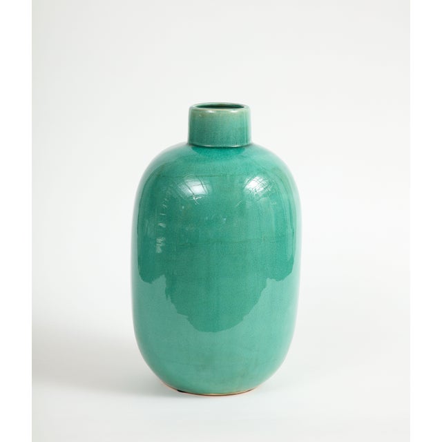 Teal Pottery Vase Circa 1960 | Chairish