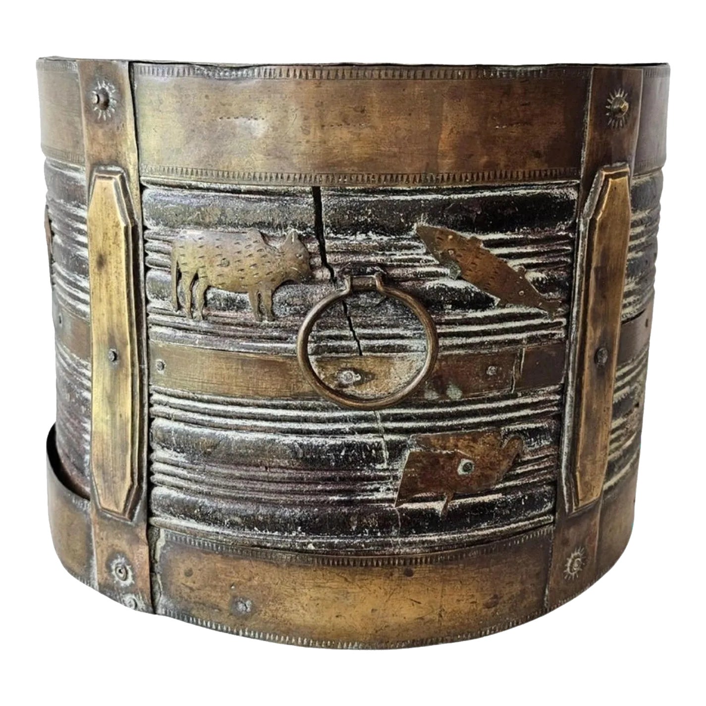 Early 19th Century British Colonial India Brass-Mounted Wood Bucket ...