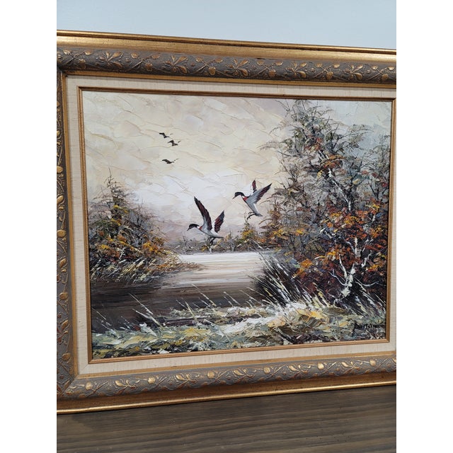 Vintage Oil Painting Birds and Nature Signed Bernard | Chairish