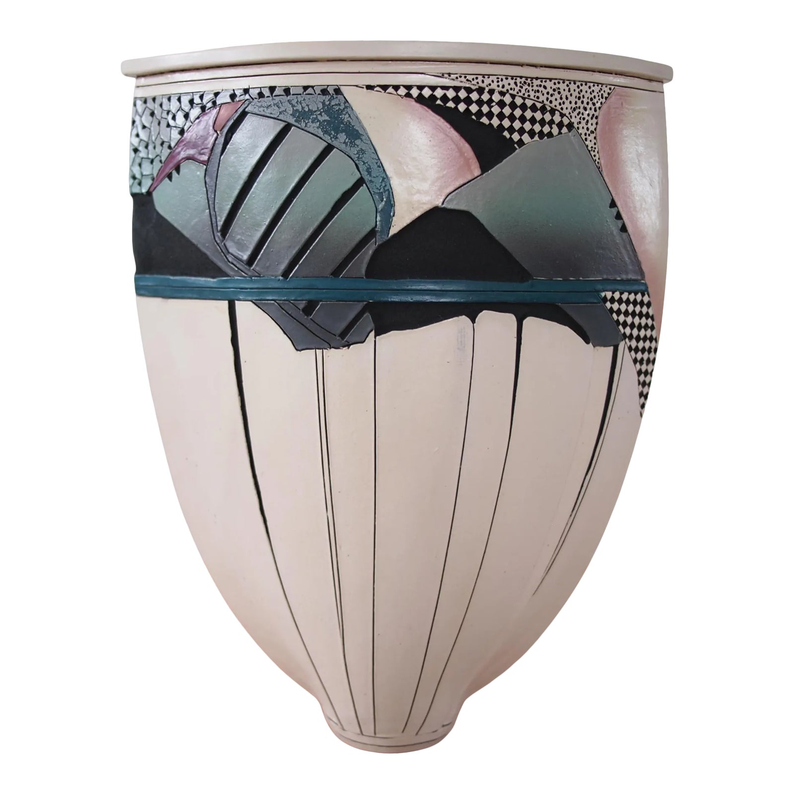 Vintage Abstract Postmodern Ceramic Vase | Chairish