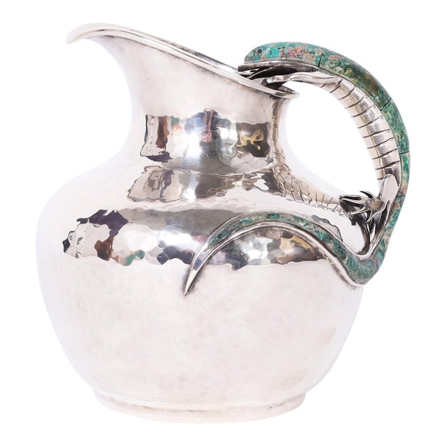 Vintage Silver Plate Pitcher With Lizards by Emilia Castillo | Chairish