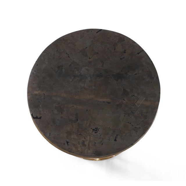 Rare Pyrite Golden Gemstone Luxe 18" Round Accent Side Table | Chairish