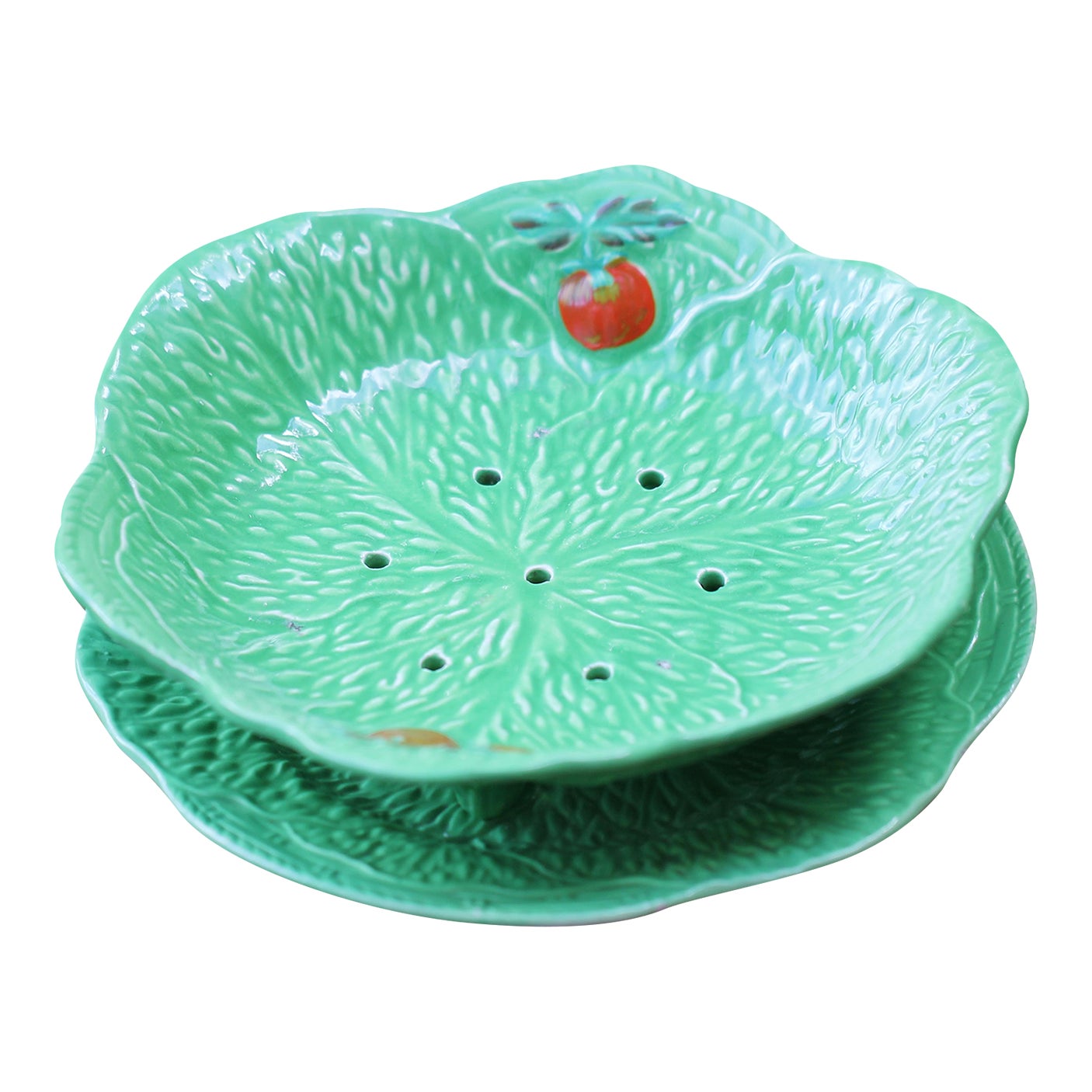 Circa 1930s English Beswick Cabbage Ware Drainer Bowl and Plate Set- 2 ...