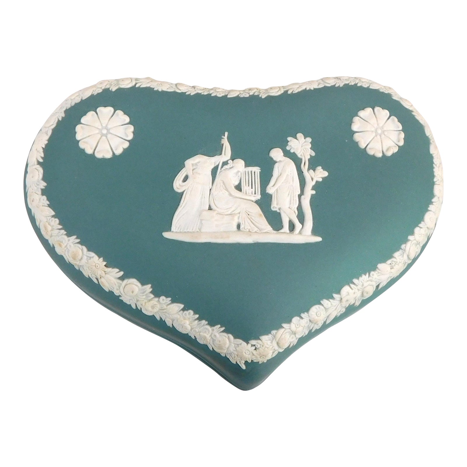 1950s Dark Teal Heart Shaped Wedgwood Jasperware Covered Trinket Box ...