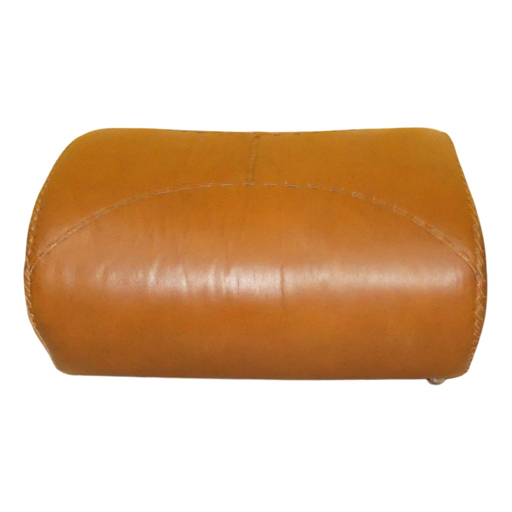 Baseball Style Ottoman in Leather Cognac, 1970s | Chairish