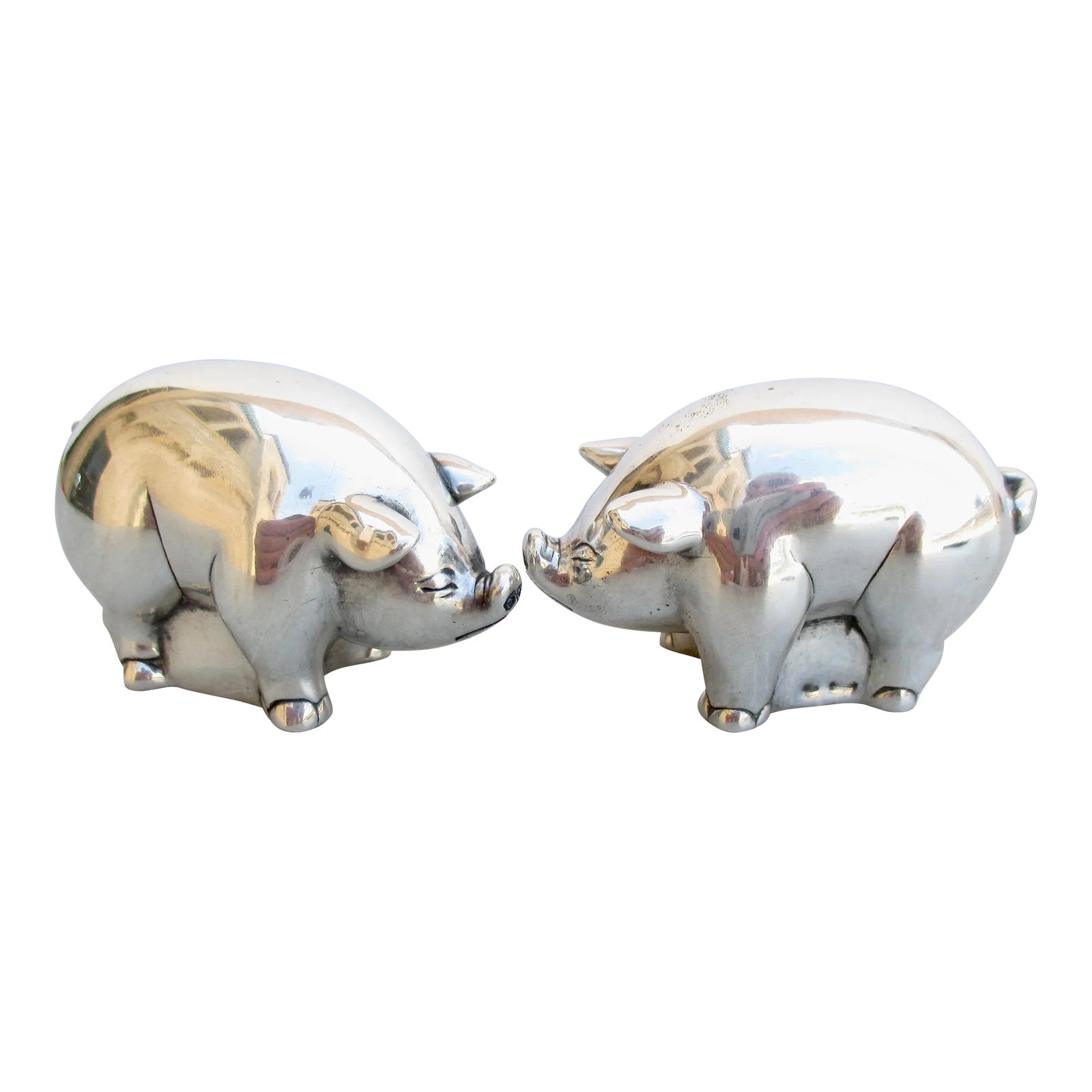 Sterling Silver Pig Salt and Pepper | Chairish