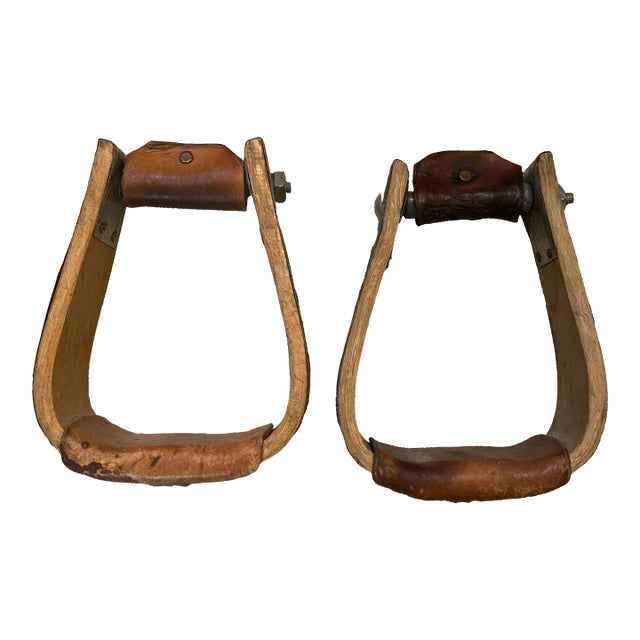 Early 20th Century Antique Leather Horse Stirrups - Pair | Chairish