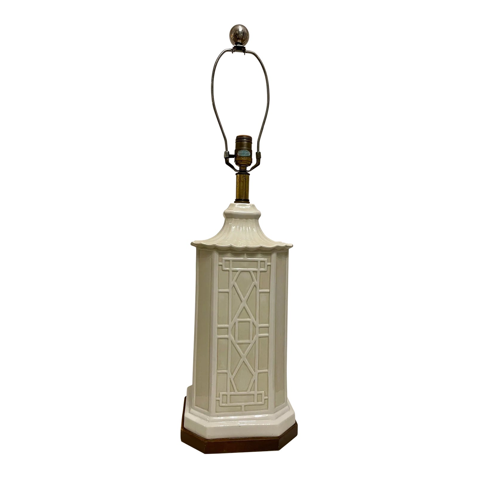 MCM Nardini Studios Lattice Pagoda Ceramic Table Lamp | Chairish