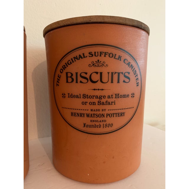 Vintage British Terracotta Henry Watson Pottery England Large Canisters ...