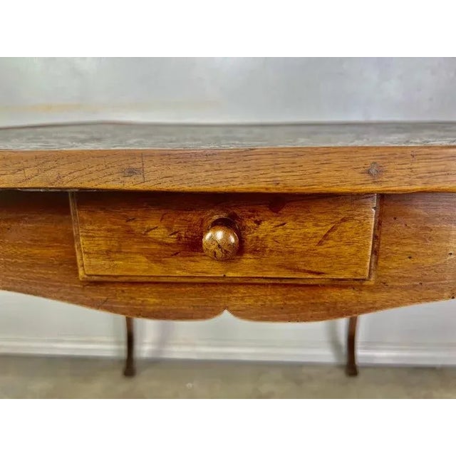 19th C. French Game Table W/Embossed Leather Top | Chairish