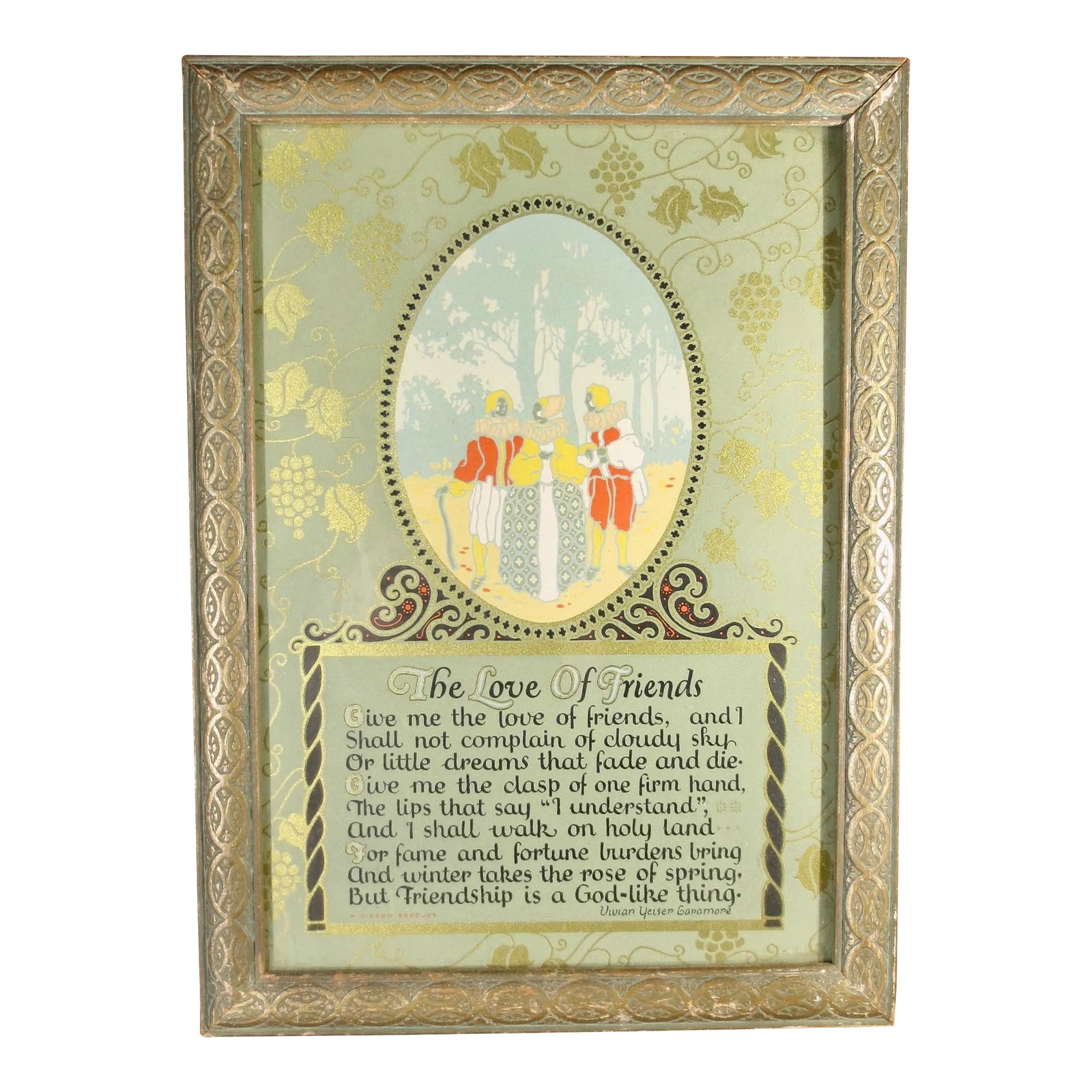 Antique Framed Poetry Serigraph Circa 1910-20s' | Chairish