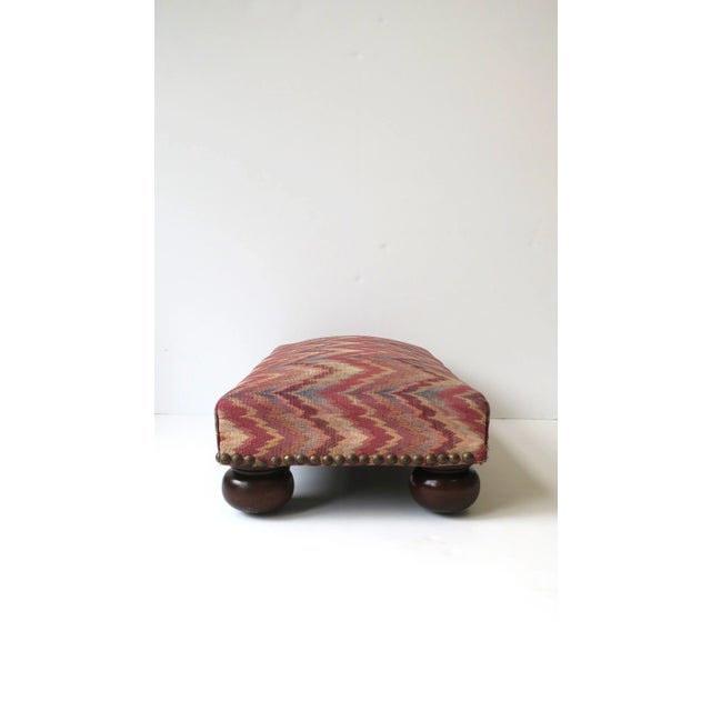 Footstool Bun Feet and Missoni Style Upholstery with Nail Head Design ...