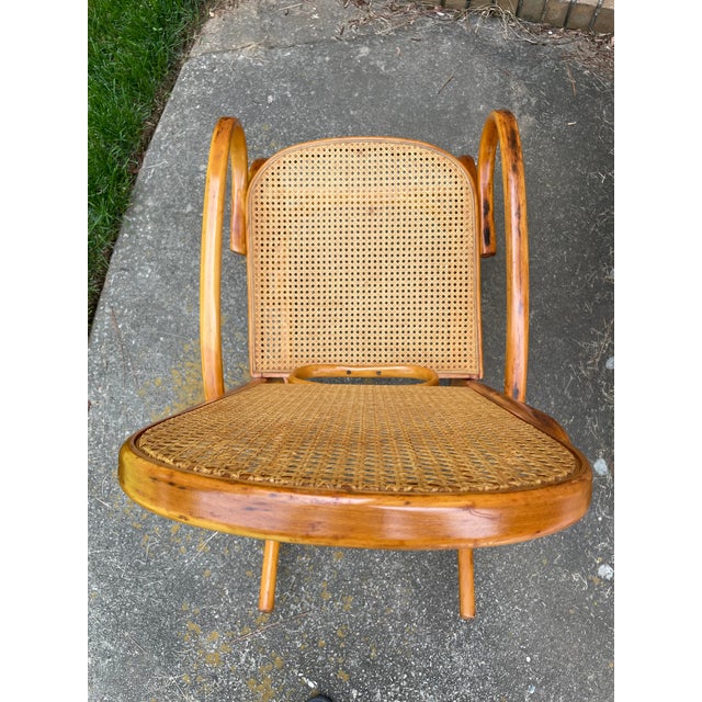 Mid 20th Century Vintage Bentwood Rocking Chair With Cane Back and Seat ...