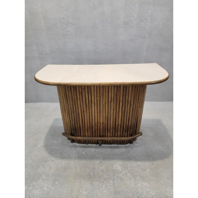 Mid 20th Century Paul Frankl Style Half-Moon Bamboo Tiki Dry-Bar With 2 ...