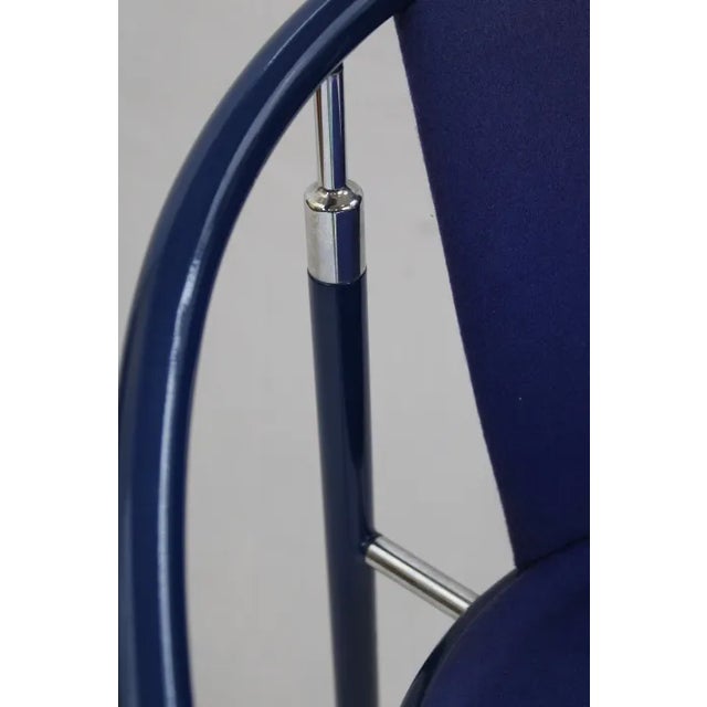 Set of 8 Circa 1980 "Dark Horse" Steel Dining Chairs for Botium | Chairish