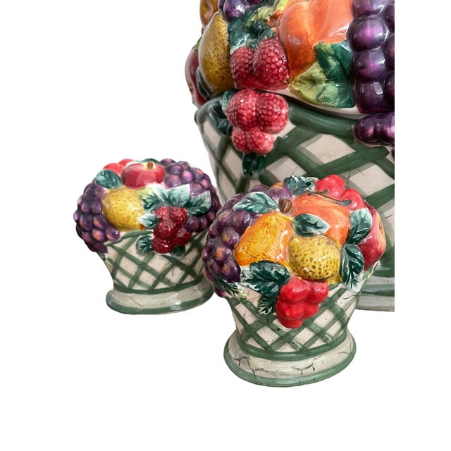 Vintage Ceramic Fruit Basket Lidded Dish and Salt and Pepper Shakers by ...