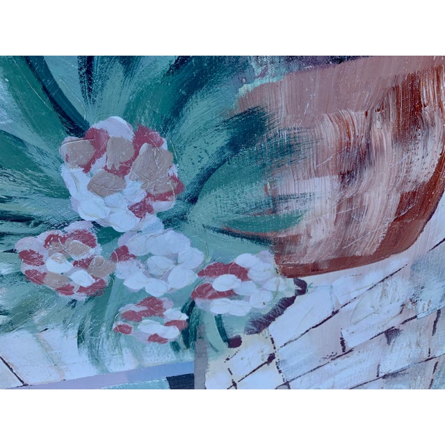 Late 20th Century Postmodern Style Oil Painting on Canvas of a Veranda ...