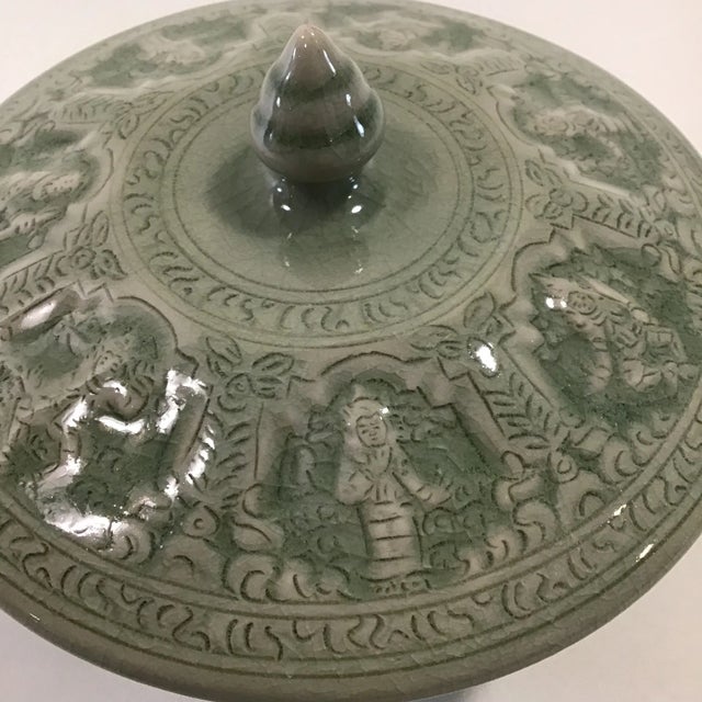1990’s Thai Celadon Bowl With Lid in Celadon Jade Green Glaze | Chairish