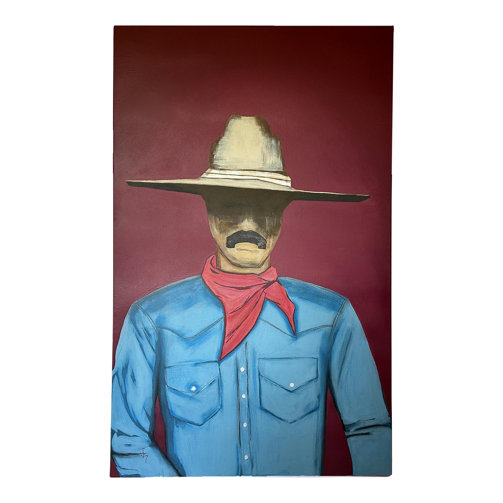 “Rugged Self” Cowboy Art Portrait Painting, Abstract Southwestern Art ...