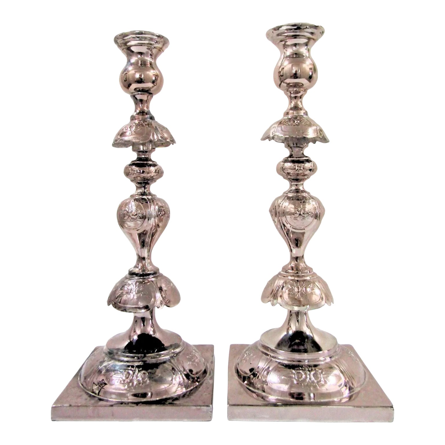 Antique Fraget N Plaque Sabbath Candlesticks 19th Century Judaica, a ...