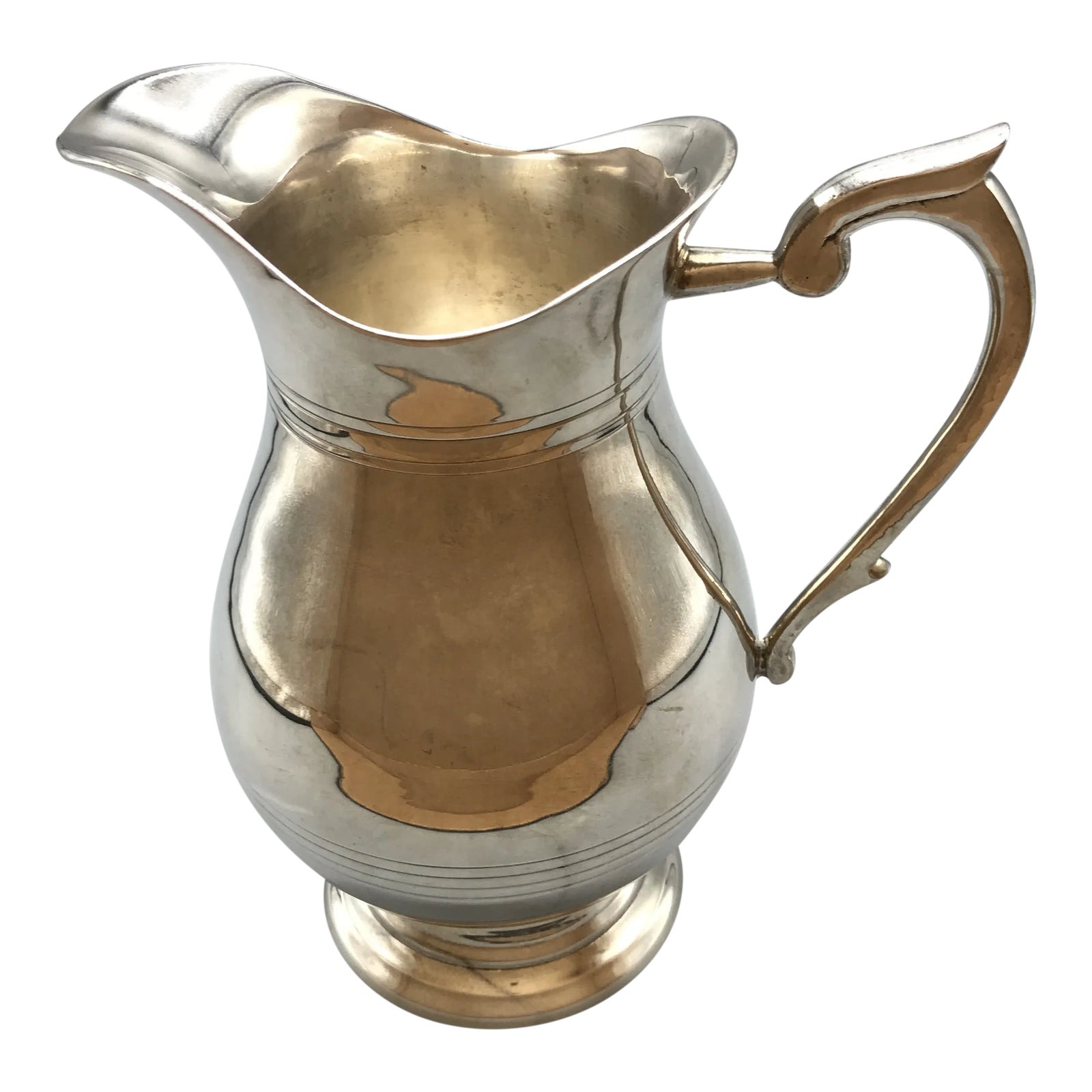 Georgian Style Silver Plated Water Pitcher With Ring Design | Chairish