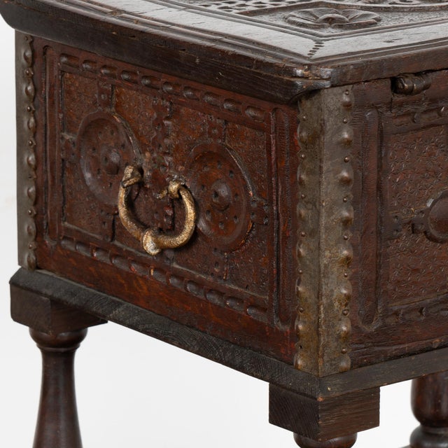Small Baroque Carved Chest on Stand Side Table, Dated 1688 | Chairish