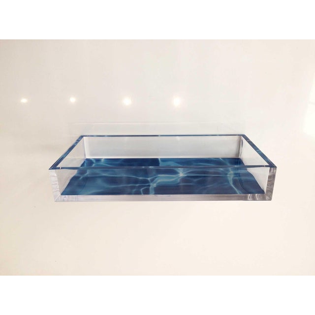 Amorphous Lucite Blue Tray | Chairish