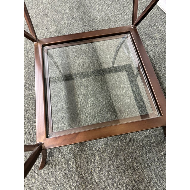 Contemporary Glass + Bronze Metal Side Table | Chairish