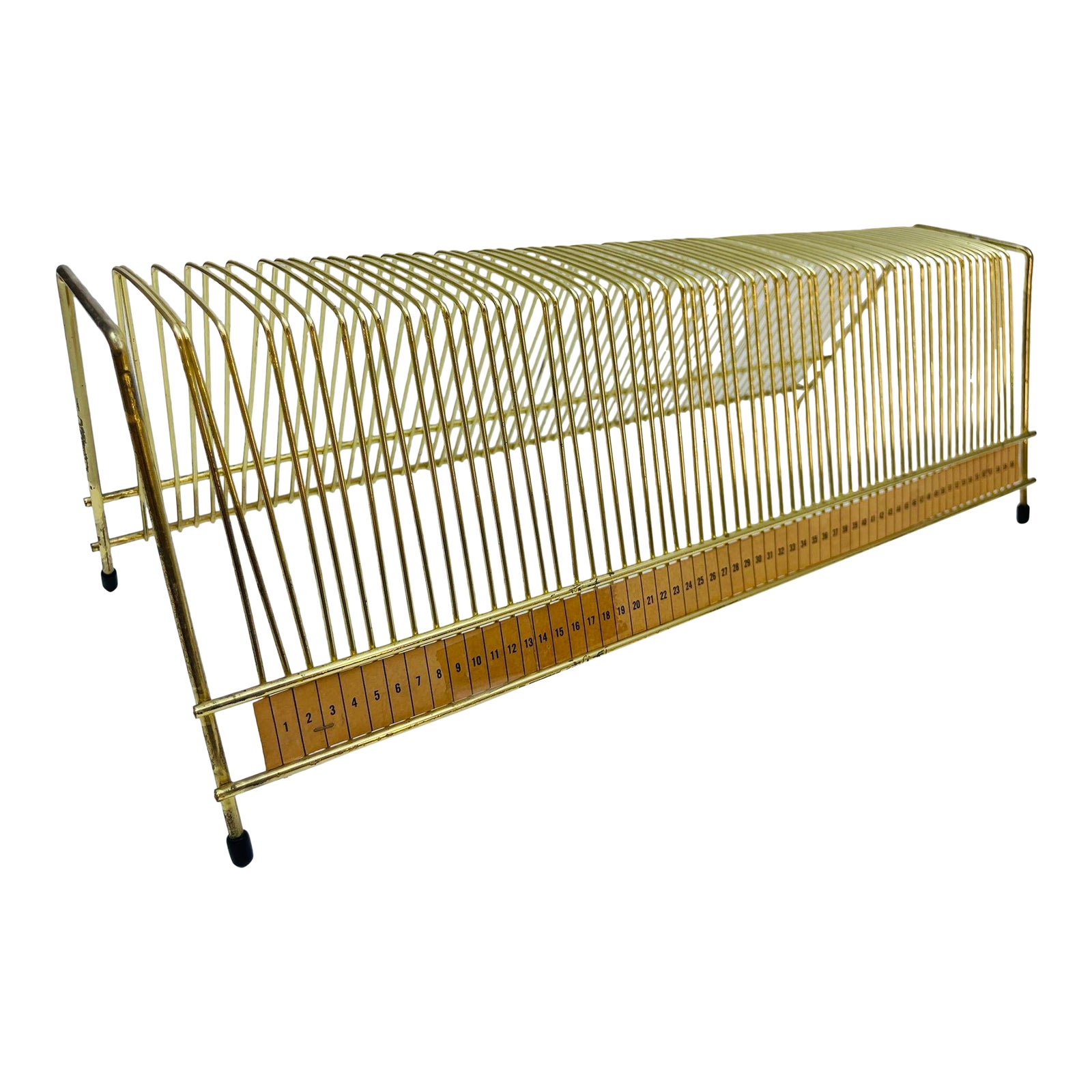 Vintage Wire Brass Record Rack Vinyl Record Storage 1950's | Chairish