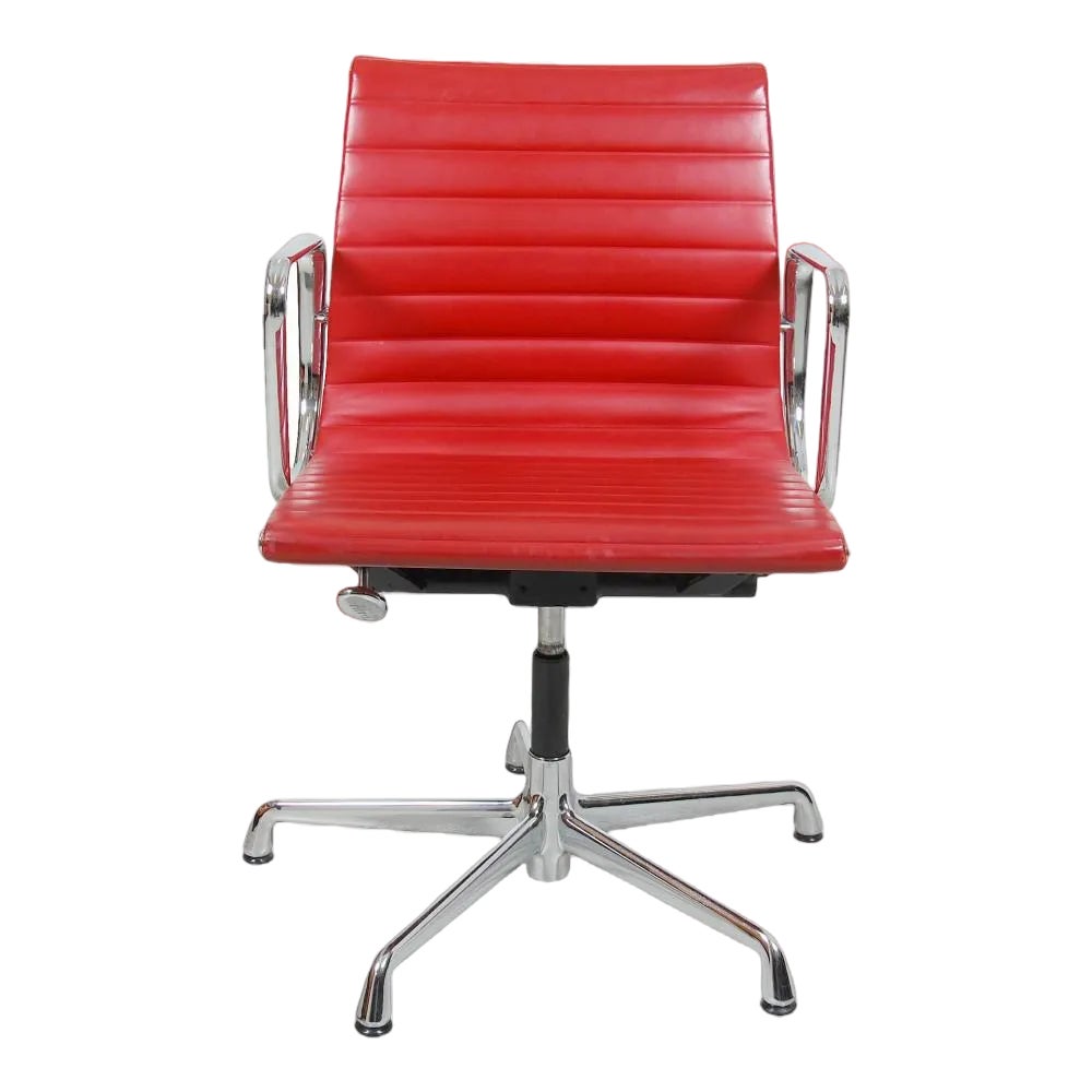 Red Leather with Tilt and Return Rotation EA-108 Chair by Charles Eames ...