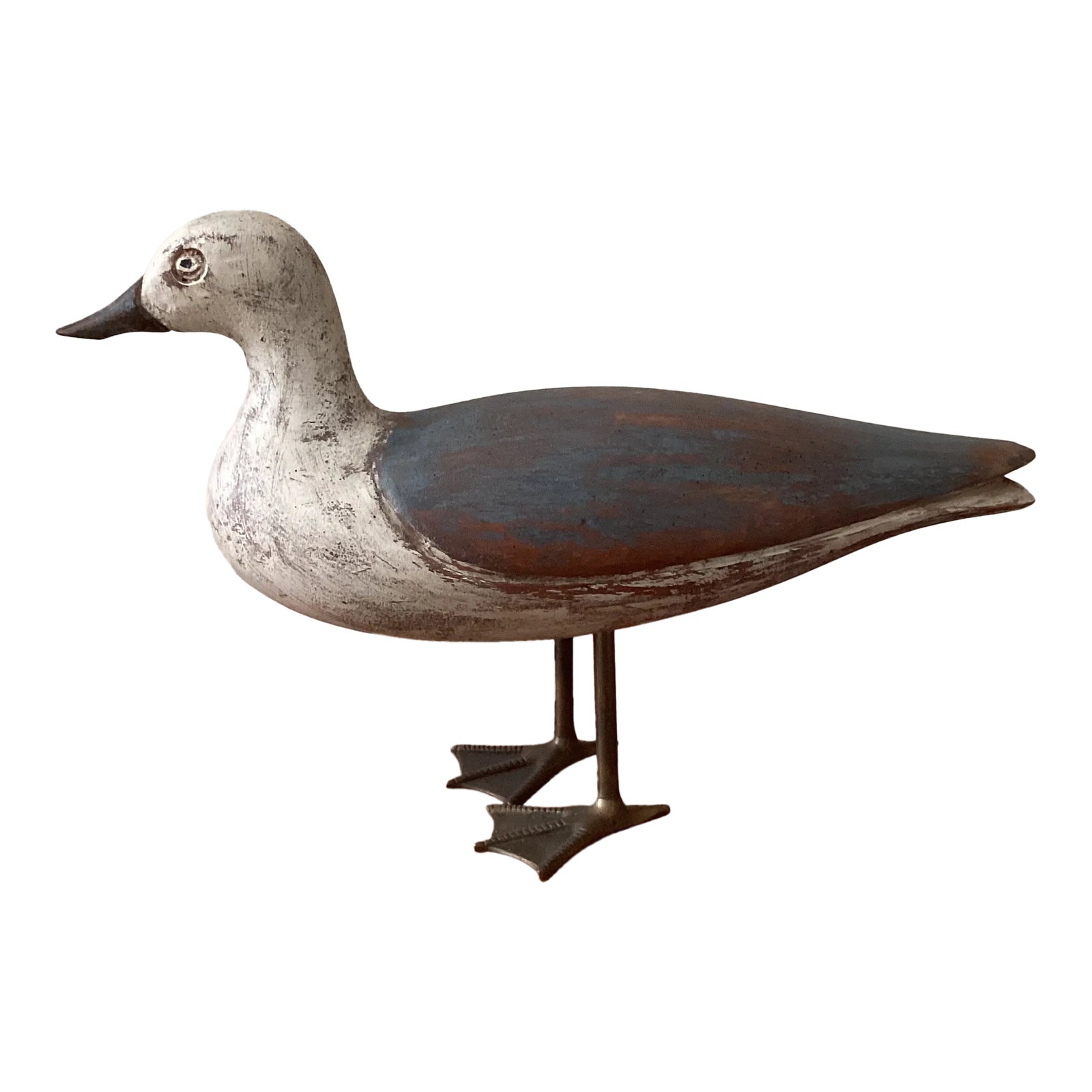 Antique Carved a Seagull Decoy on Metal Legs | Chairish