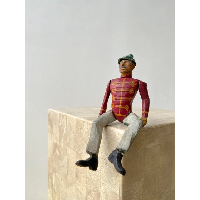 Antique Folk Art Painted Wood Soldier With Red Coat, Circa Early 20th ...