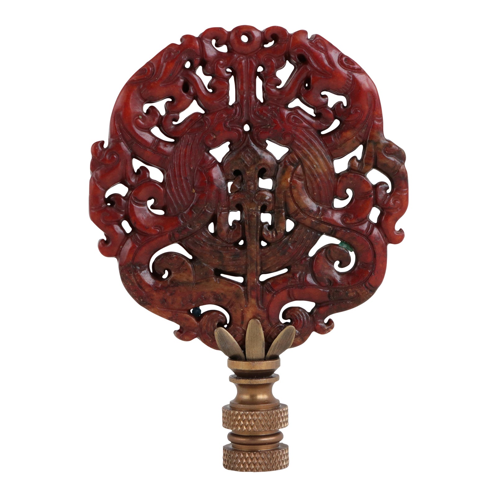 Entwined Dragons Carved Stone Lamp Finial | Chairish