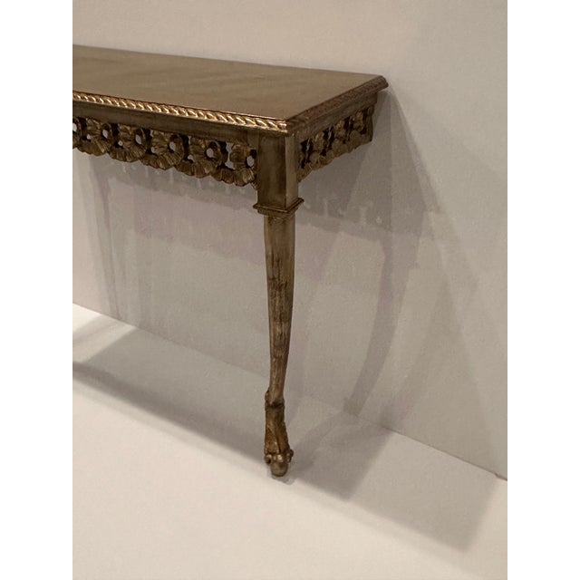 Carved Italian Gold & Silver Leaf Wall Mounted Console Table | Chairish