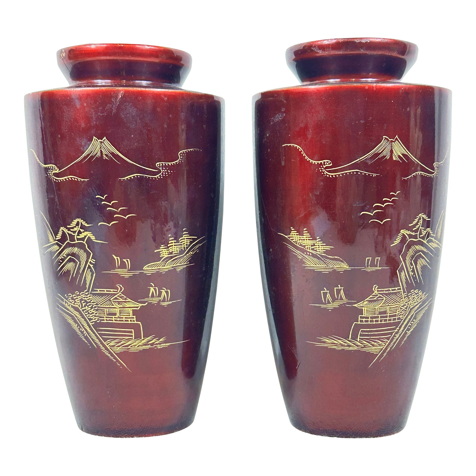 Vintage Red Lacquerware Cases Chairish