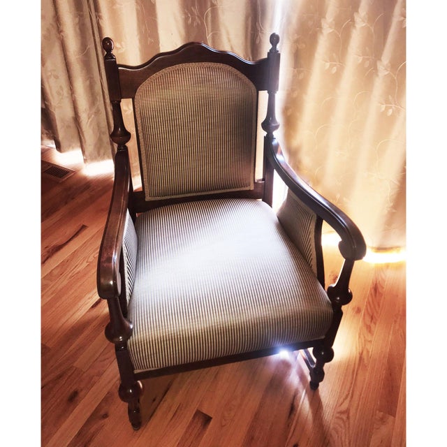 Late 19th Century Antique Upholstered Jacobean Style Armchair | Chairish