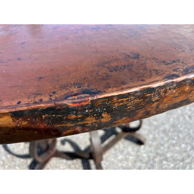 1940s Hammered Copper Dining Table, Wrought Iron Table Base | Chairish