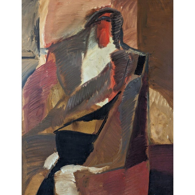 Mid-Century Modern "Presence" Vintage Abstract Figurative Oil Painting ...