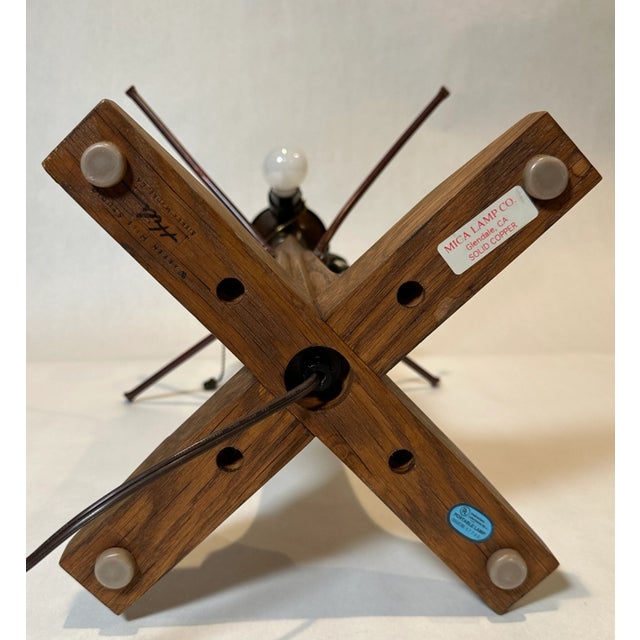 1980s Arts & Crafts Style Oak, Copper and Mica Lamp by Warren Hile ...