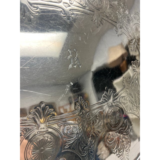 Antique 1866-1898 Engraved Silverplate Tray | Chairish