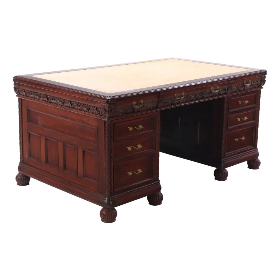 A Stately American Victorian Carved Mahogany Three-Part Pedestal ...