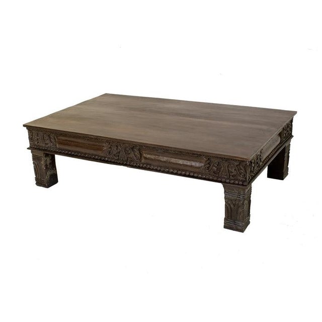 Transitional Style Solid Wood Large Coffee Table | 64" Long Carved ...