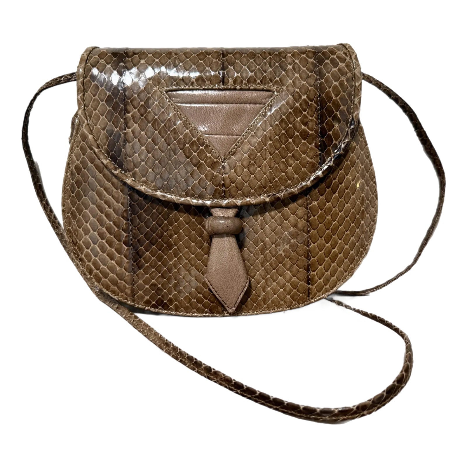 1980s Susan Gail Stitched Snakeskin Crossbody Bag | Chairish