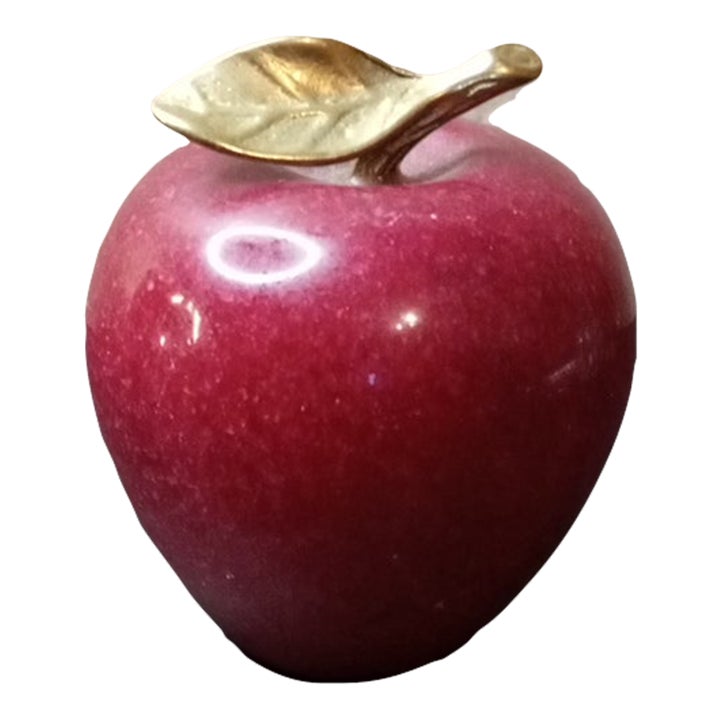 1980s Alabaster Red Apple Paperweight From Italy | Chairish