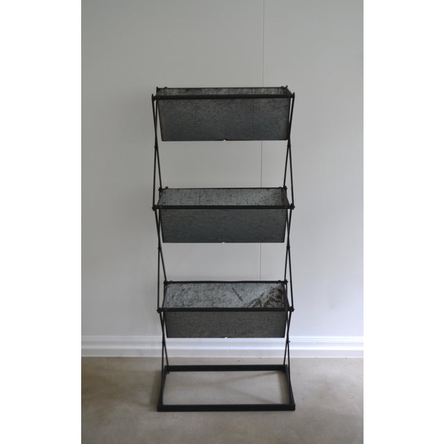 Industrial Three Tier Wrought Iron and Steel Stand | Chairish