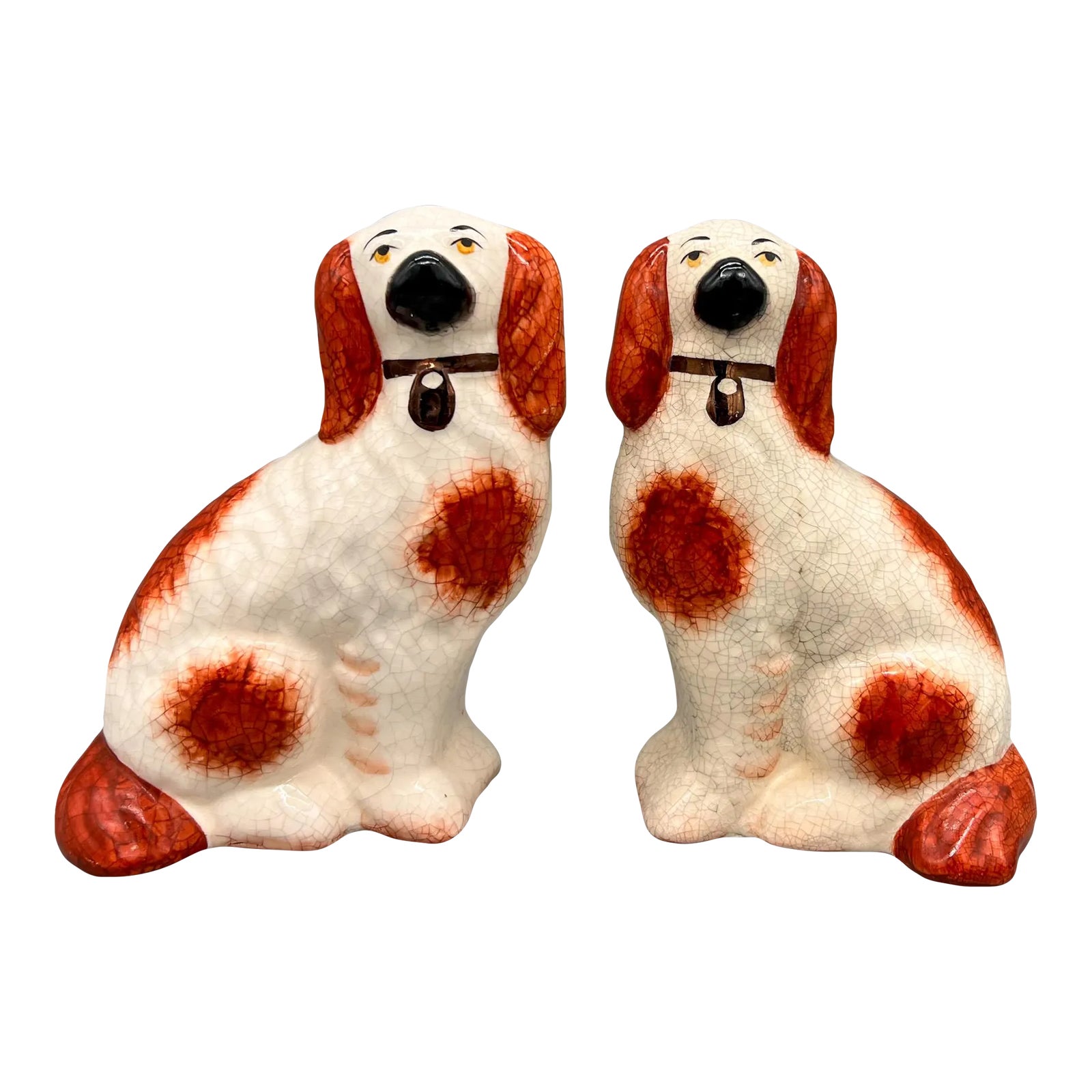 20th Century Staffordshire Style Hand Painted Red Spaniel Dog Figures ...