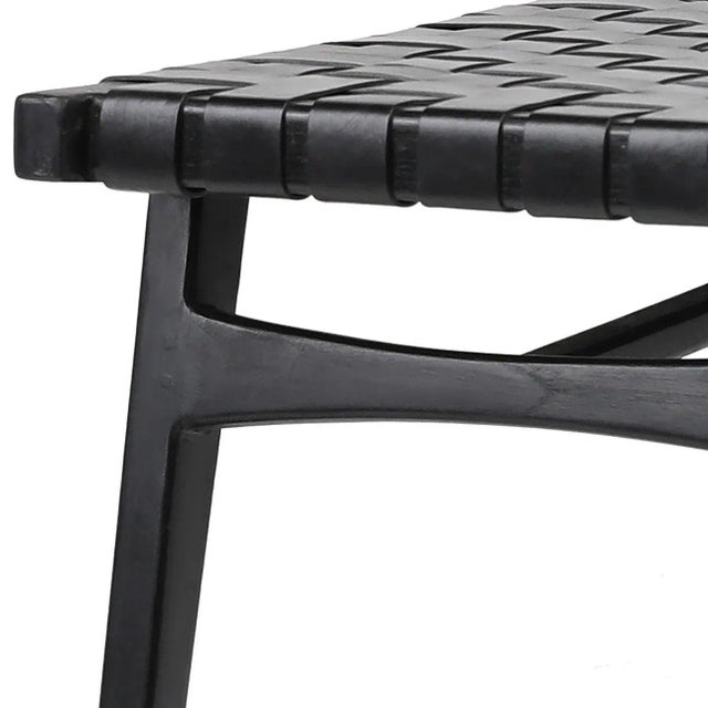 Black Leather Strap Bench | Chairish