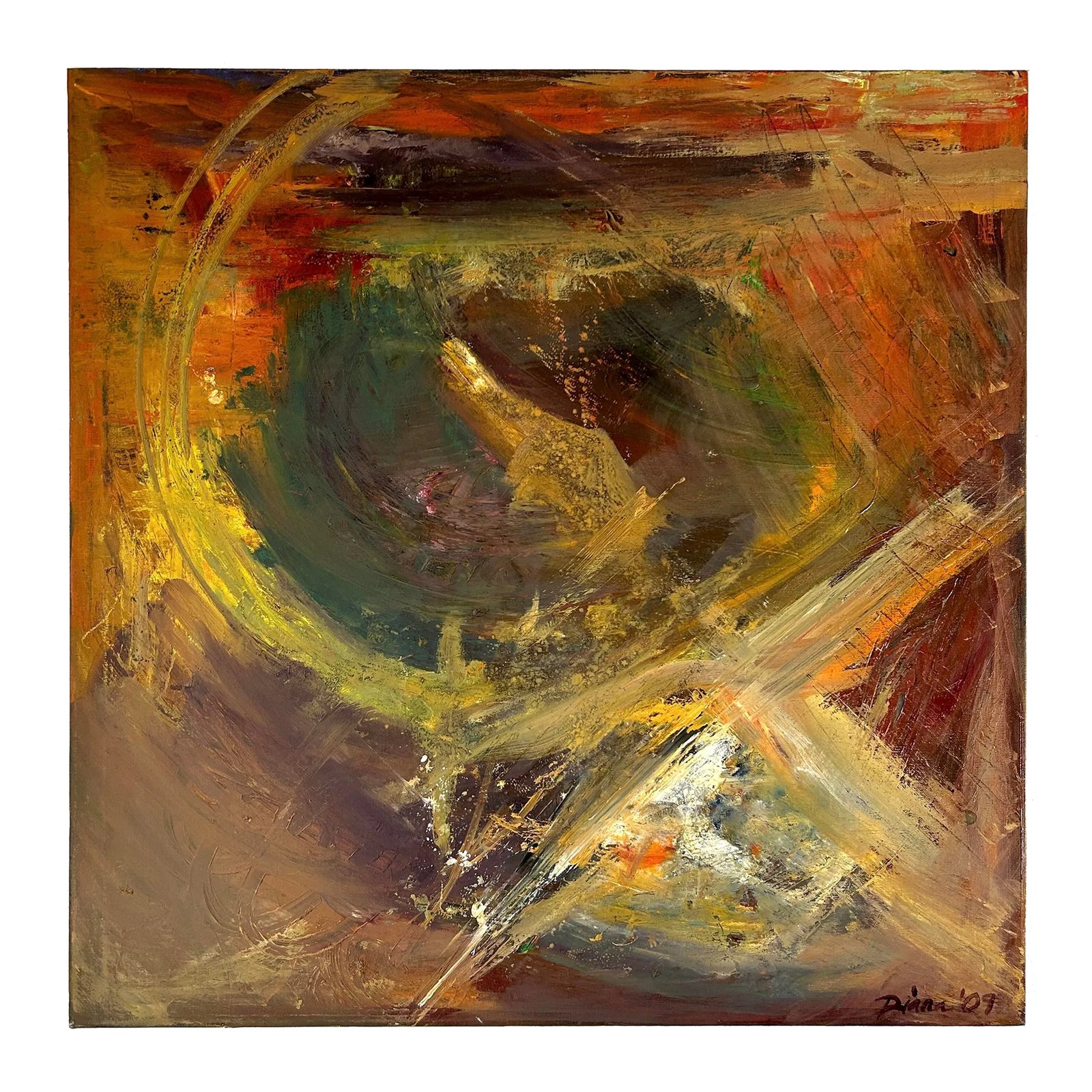 Contemporary Abstract Expressionist Painting Signed Diana '09 | Chairish