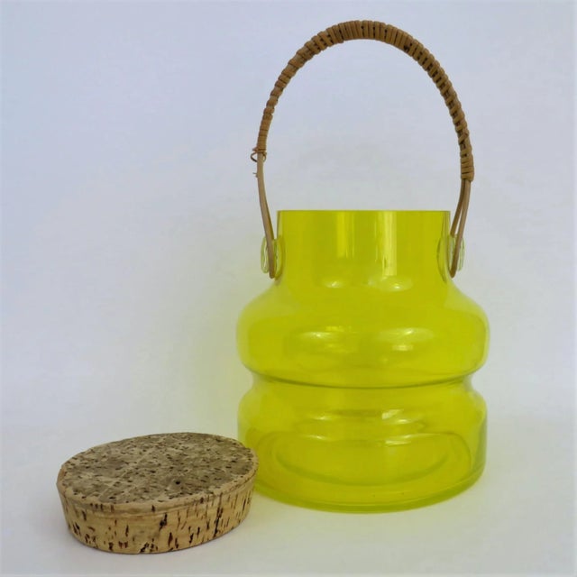 Vintage Neon Yellow Glass Jar | Chairish