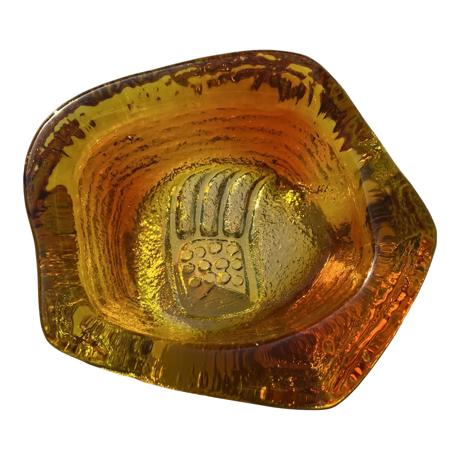 Mid-Century Pre Blenko Don Shepherd Amberina Glass Reverse Design Bear ...